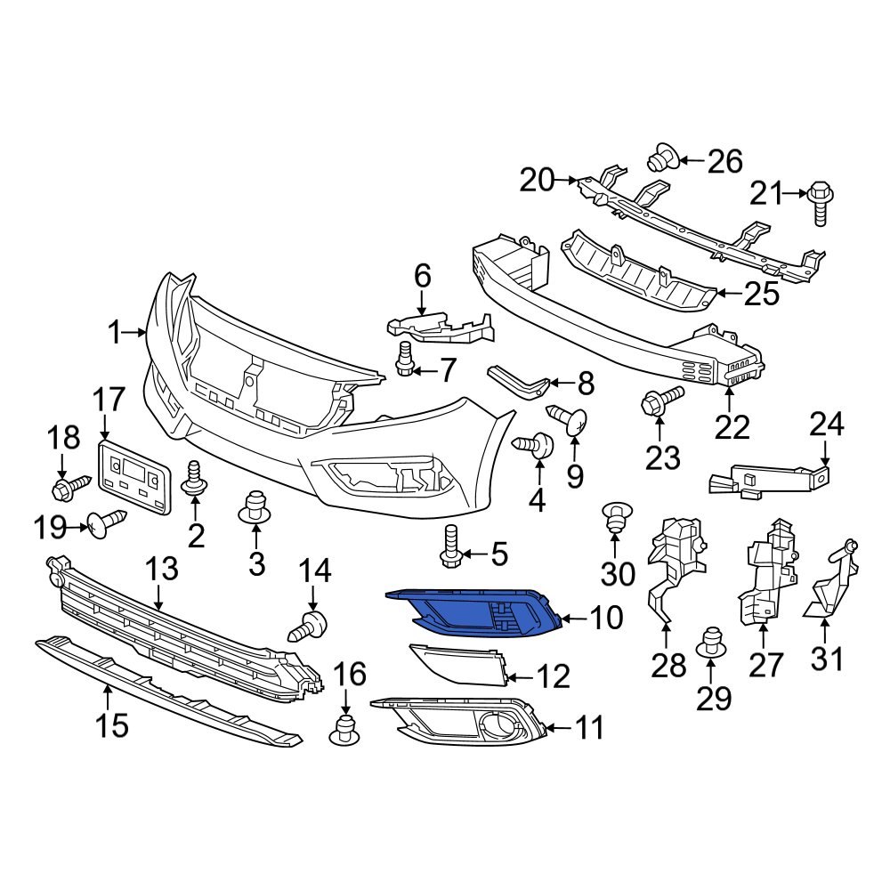 Honda OE 71180TBAA50 - Front Right Fog Light Trim