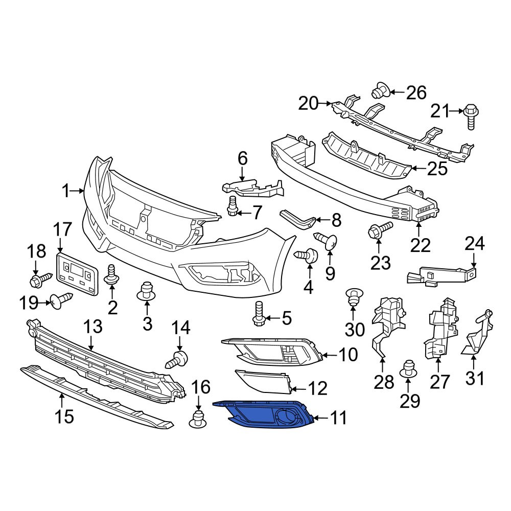 Honda OE 71180TBAA60 - Front Right Fog Light Trim