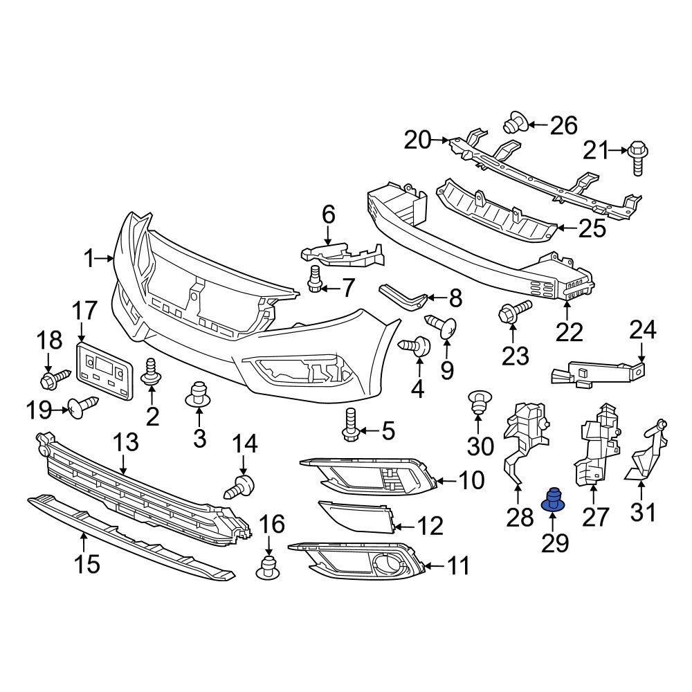 Honda OE 71206TBAA50 - Front Left Radiator Support Air Duct Clip