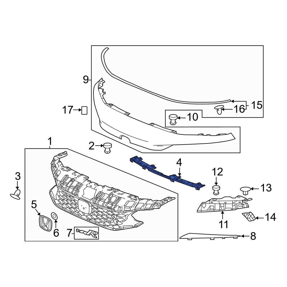 Honda OE 71251T20A00 - Front Grille Reinforcement