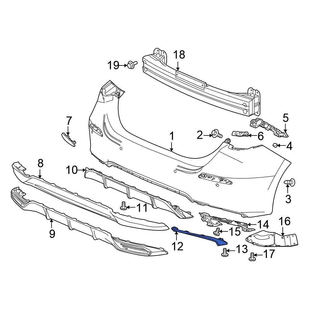Honda OE 71551T20A00 - Rear Center Bumper Trim