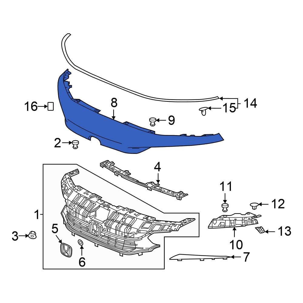 Honda OE 71111T20A01ZA - Front Grille Molding