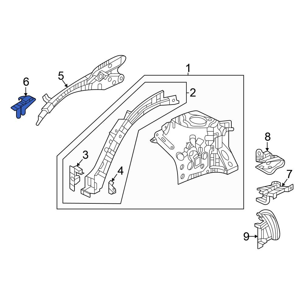 Honda OE 60739T20A10ZZ - Left Outer Fender Rail Bracket