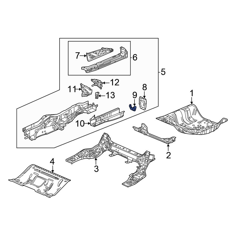 Honda OE 65646TBAA00ZZ - Rear Right Frame Rail End Bracket