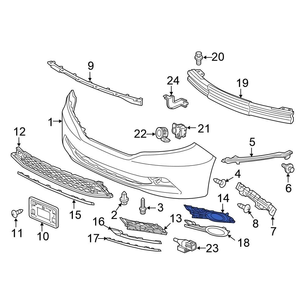 Honda OE 71103TK8A50 - Front Right Outer Grille