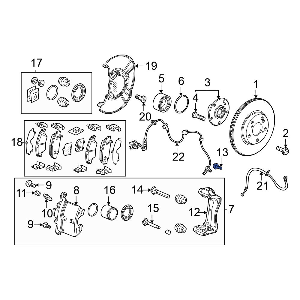 Honda OE 90107SM4000 - Disc Brake Caliper Anchor Plate Bolt