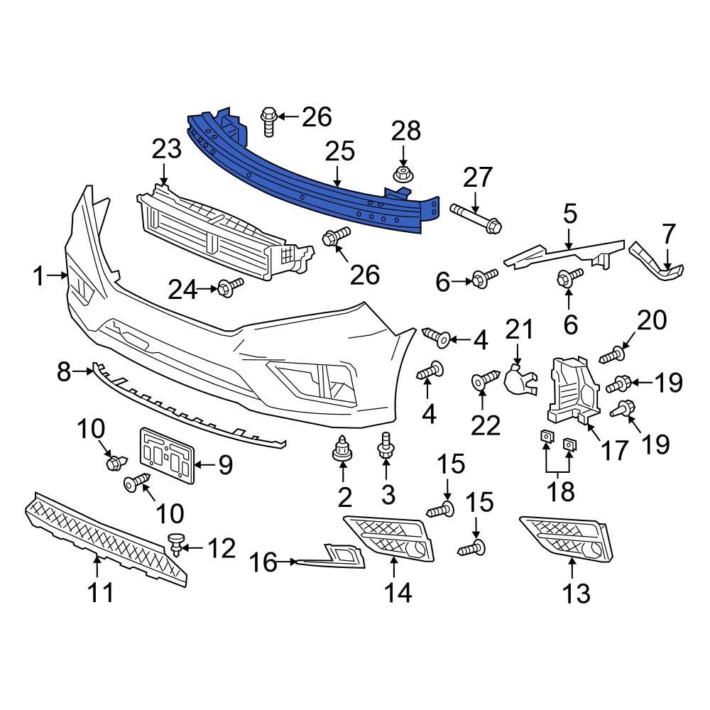 Honda OE 71130TZ5A00 - Front Bumper Impact Bar