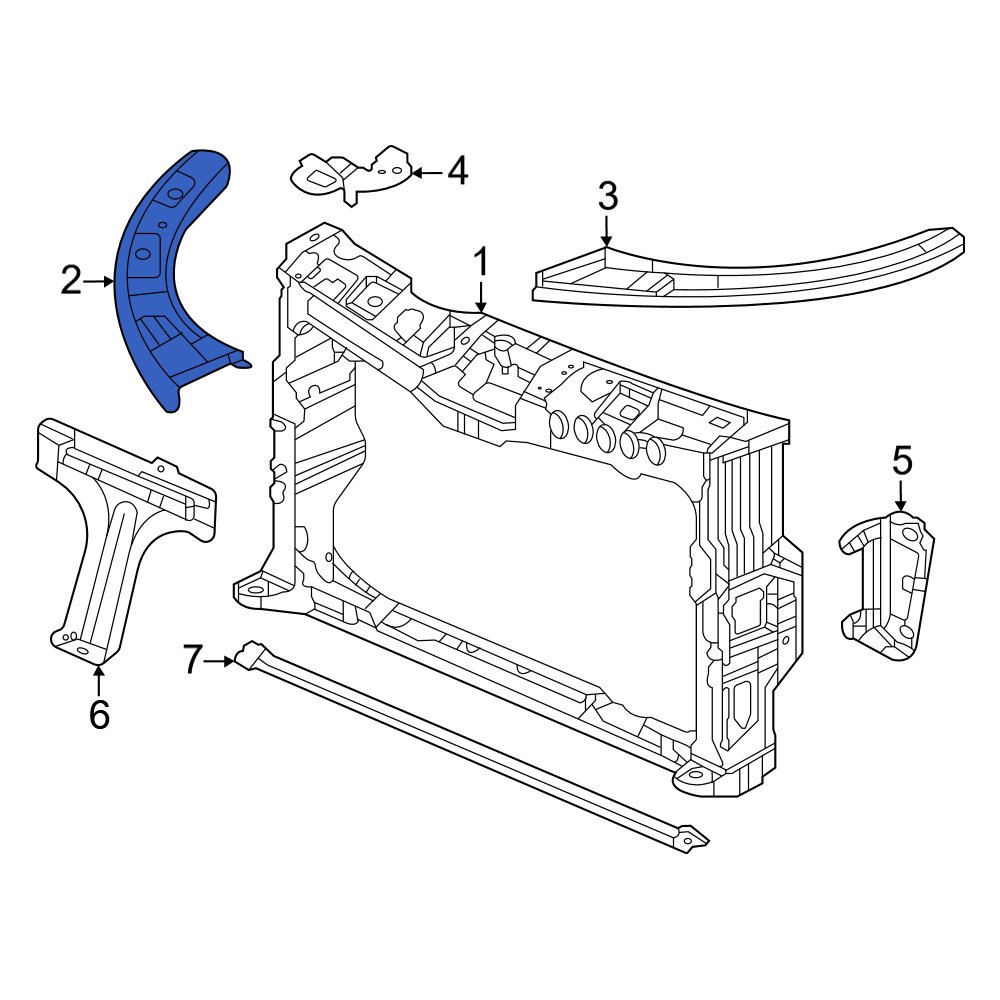 Honda OE 71415T20A00 - Front Right Radiator Support Side Panel