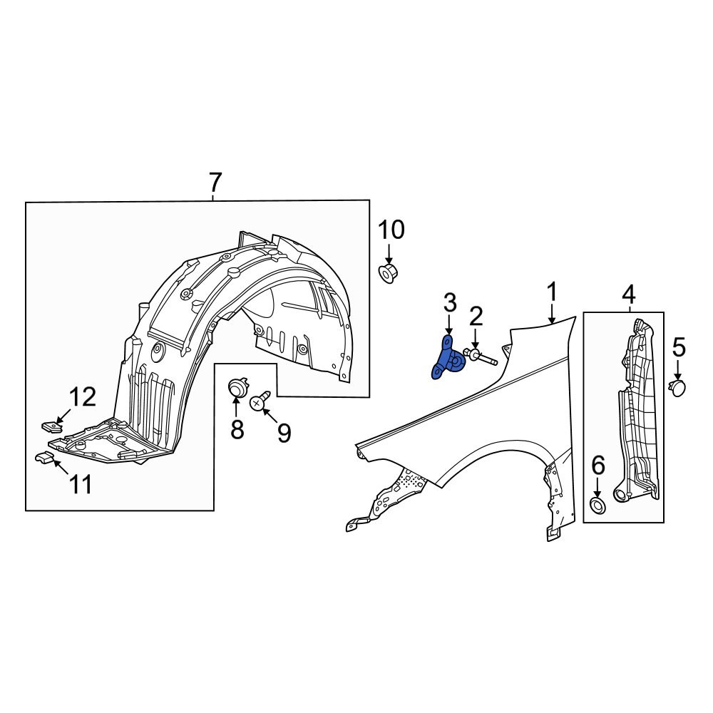 Honda OE 60266T20A00ZZ - Left Fender Bracket