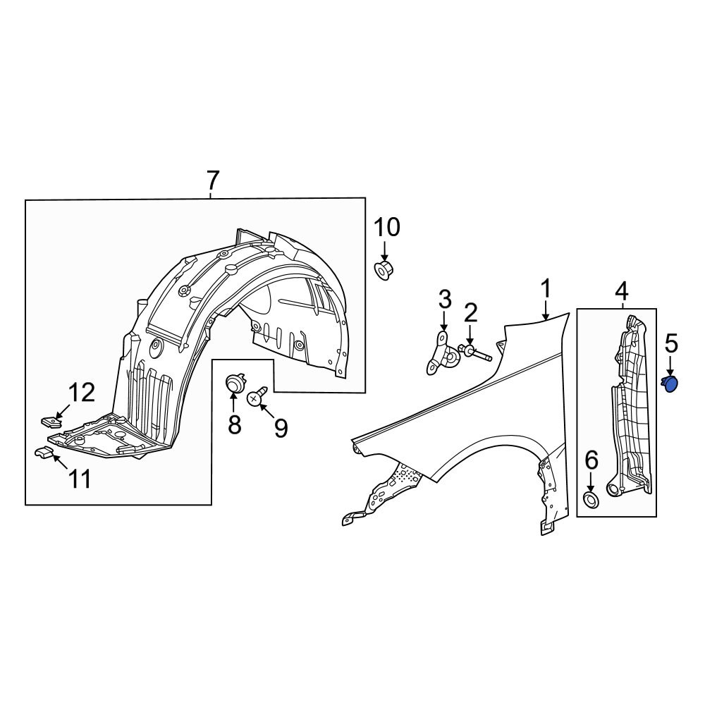 Honda OE 91501TR0003 - Upper Fender Filler Panel Clip