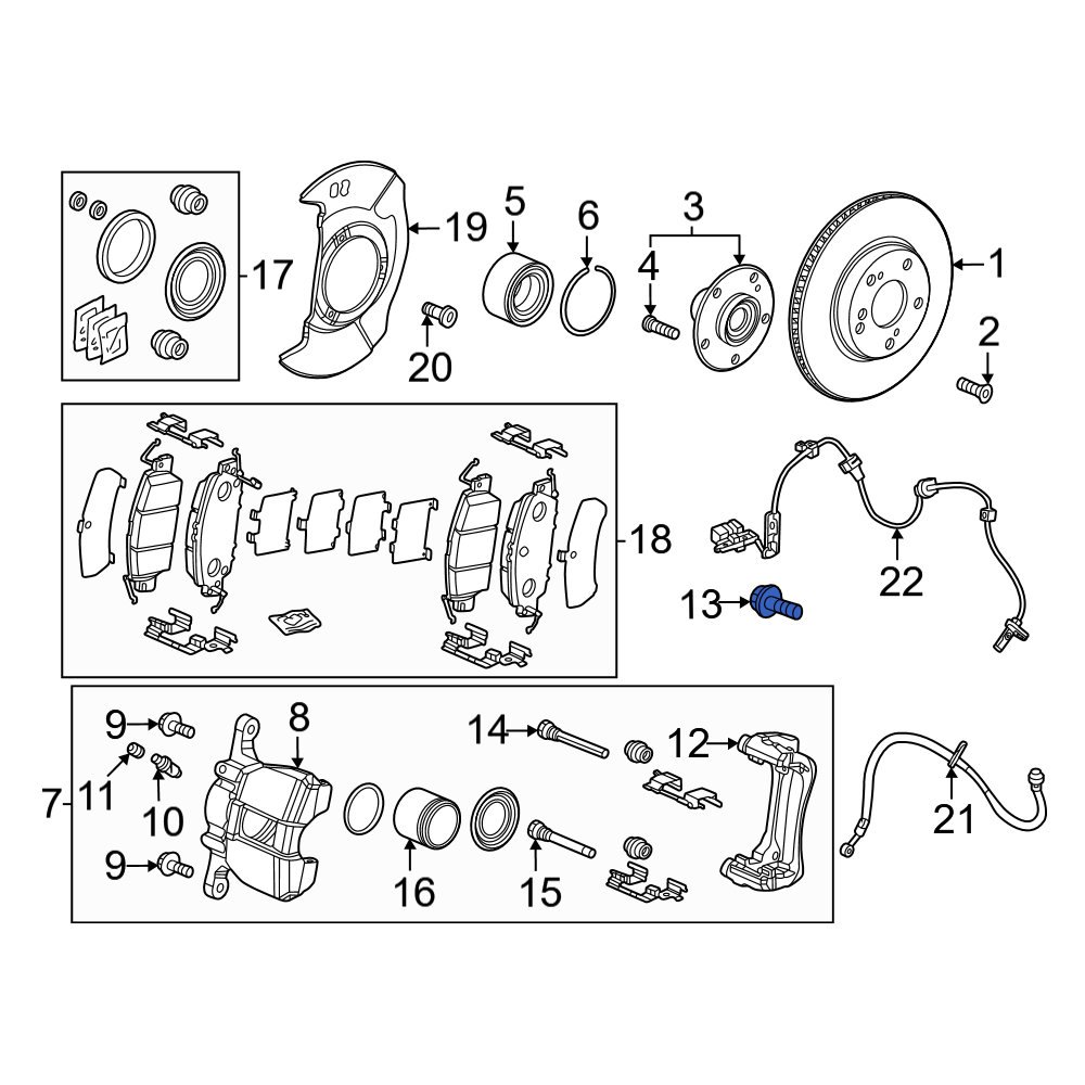 Honda OE 90107SM4000 - Disc Brake Caliper Anchor Plate Bolt
