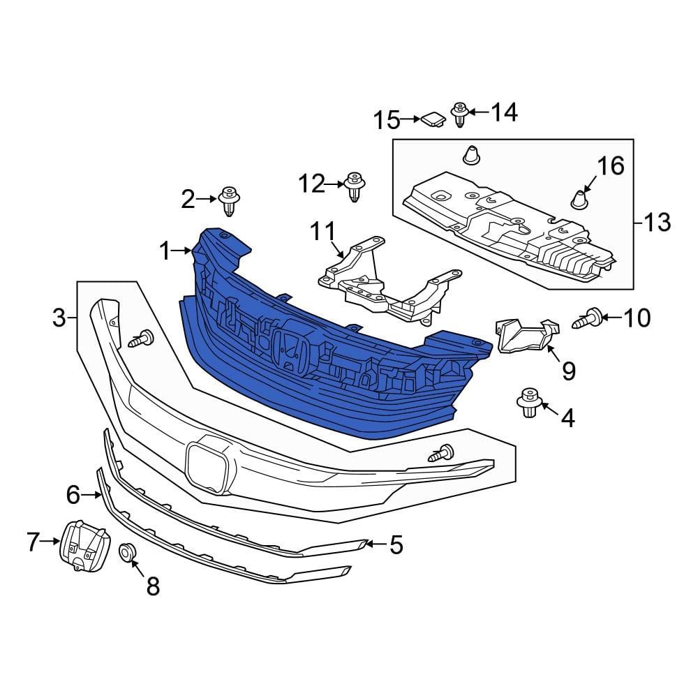 Honda OE 71121T3LA51 - Front Upper Grille
