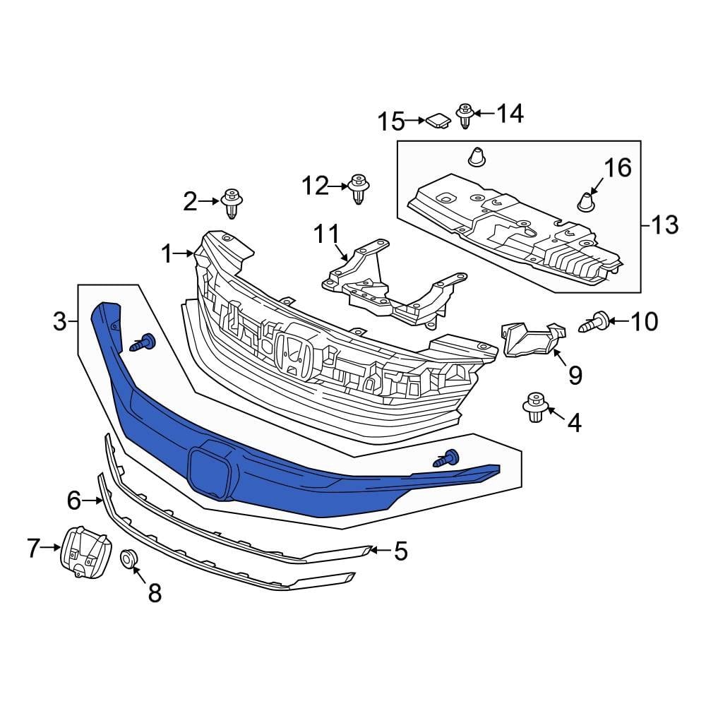 Honda OE 71180T2FA51 - Front Center Grille Molding