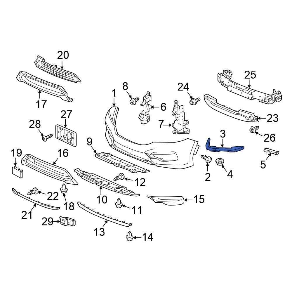 Honda OE 71190T2AA01 - Front Left Upper Bumper Cover Support Rail