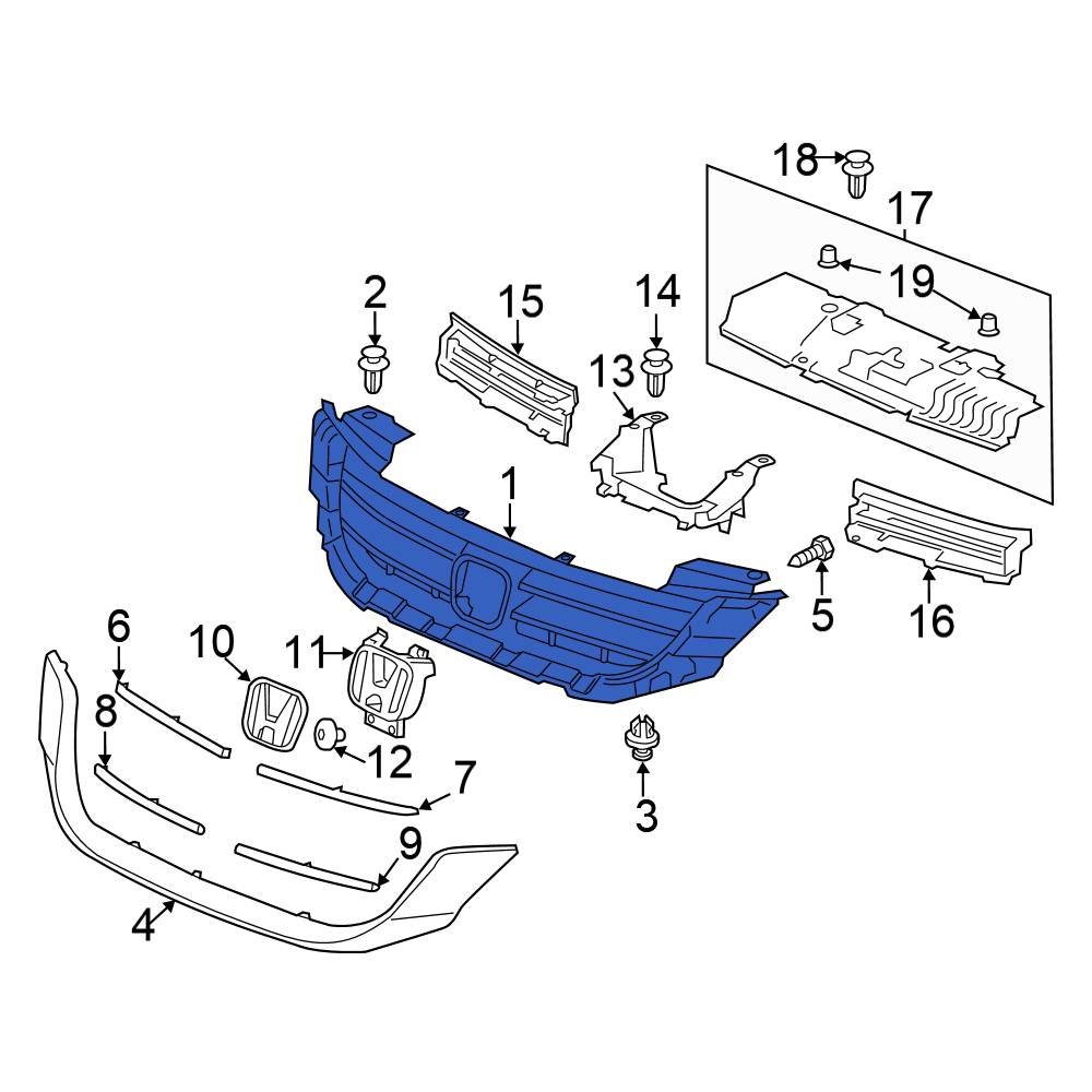 Honda OE 71103T2AA00 - Front Lower Grille