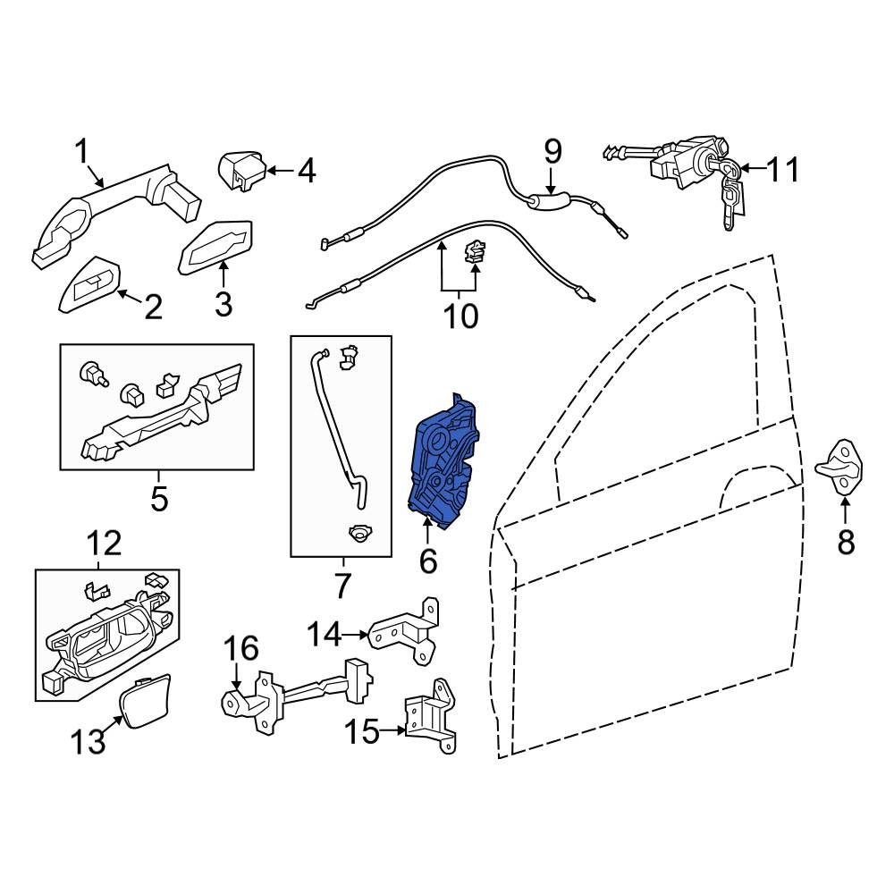 Honda OE 72150T0AA02 - Front Left Door Latch Assembly
