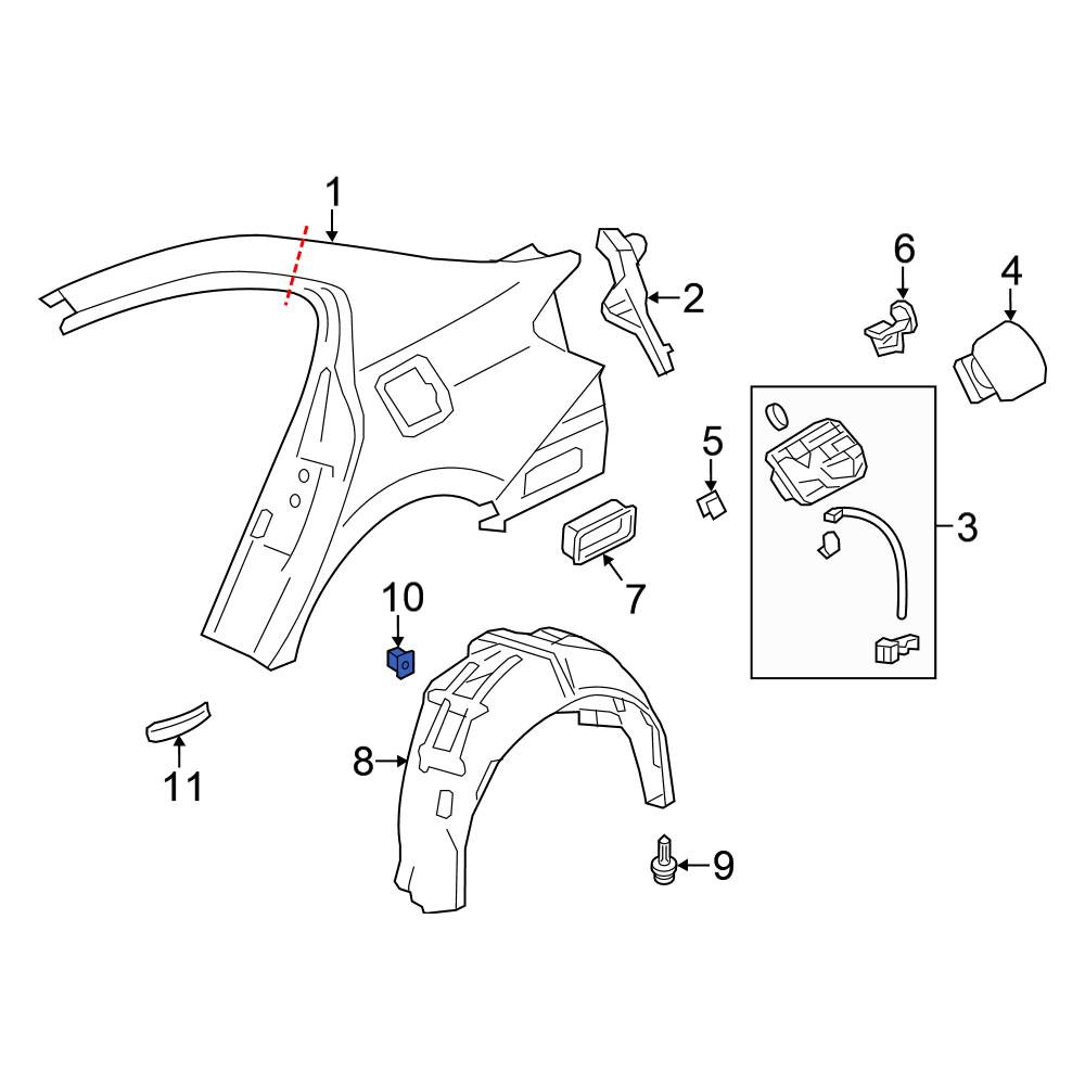 Honda OE 90601S30003 - Quarter Panel Splash Shield Grommet