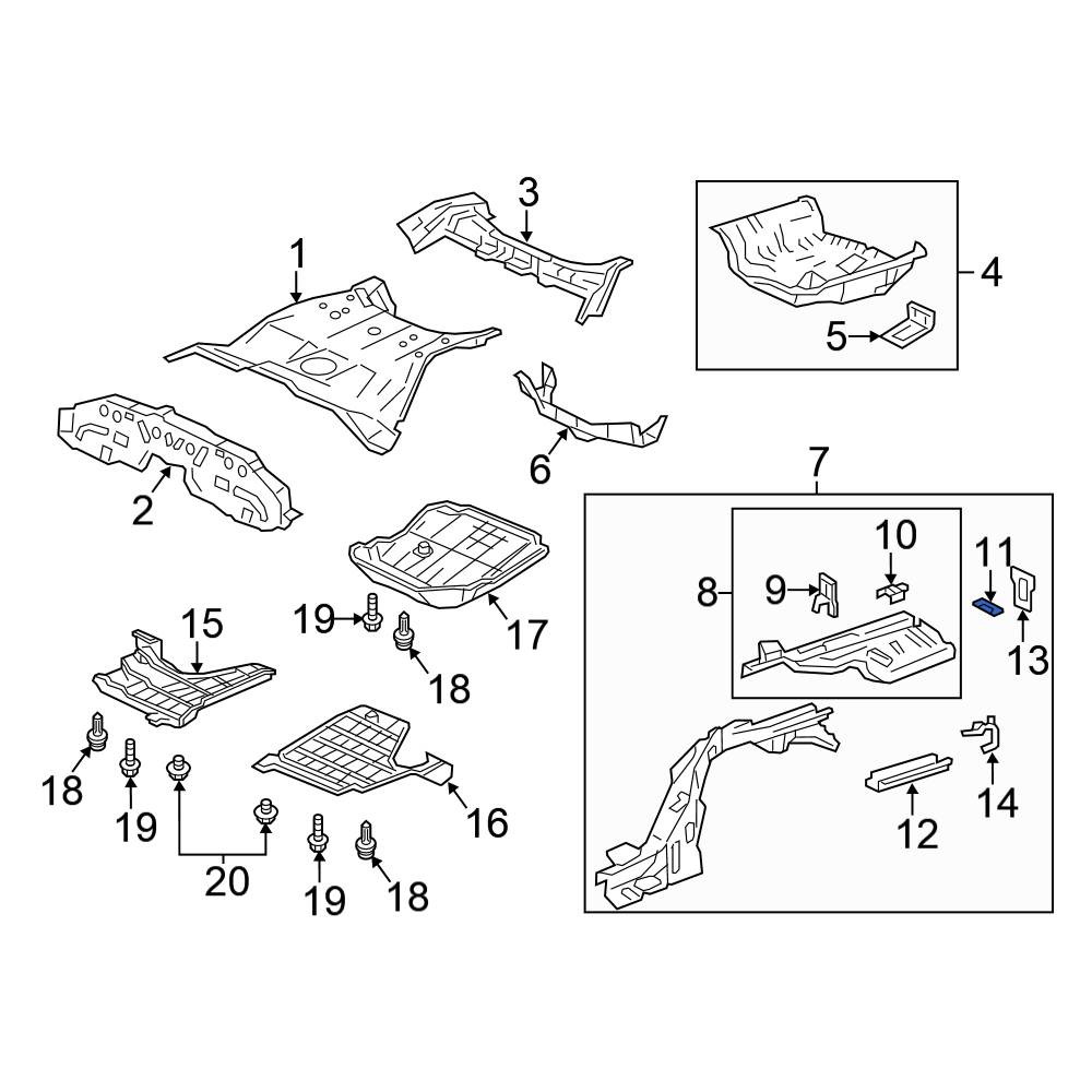 Honda OE 65632T2AA00ZZ - Rear Right Lower Bumper Cover Reinforcement ...