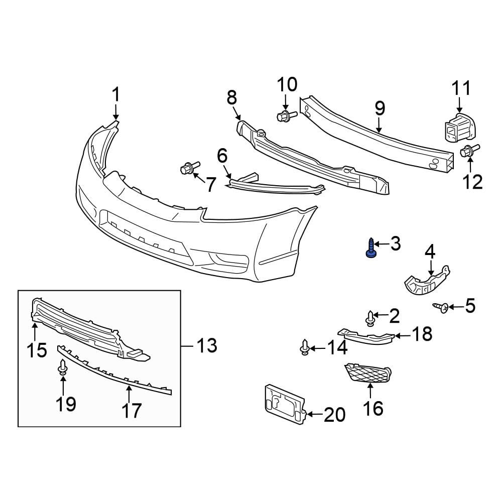 Honda OE 9390345480 - Bumper Corner Cover Screw