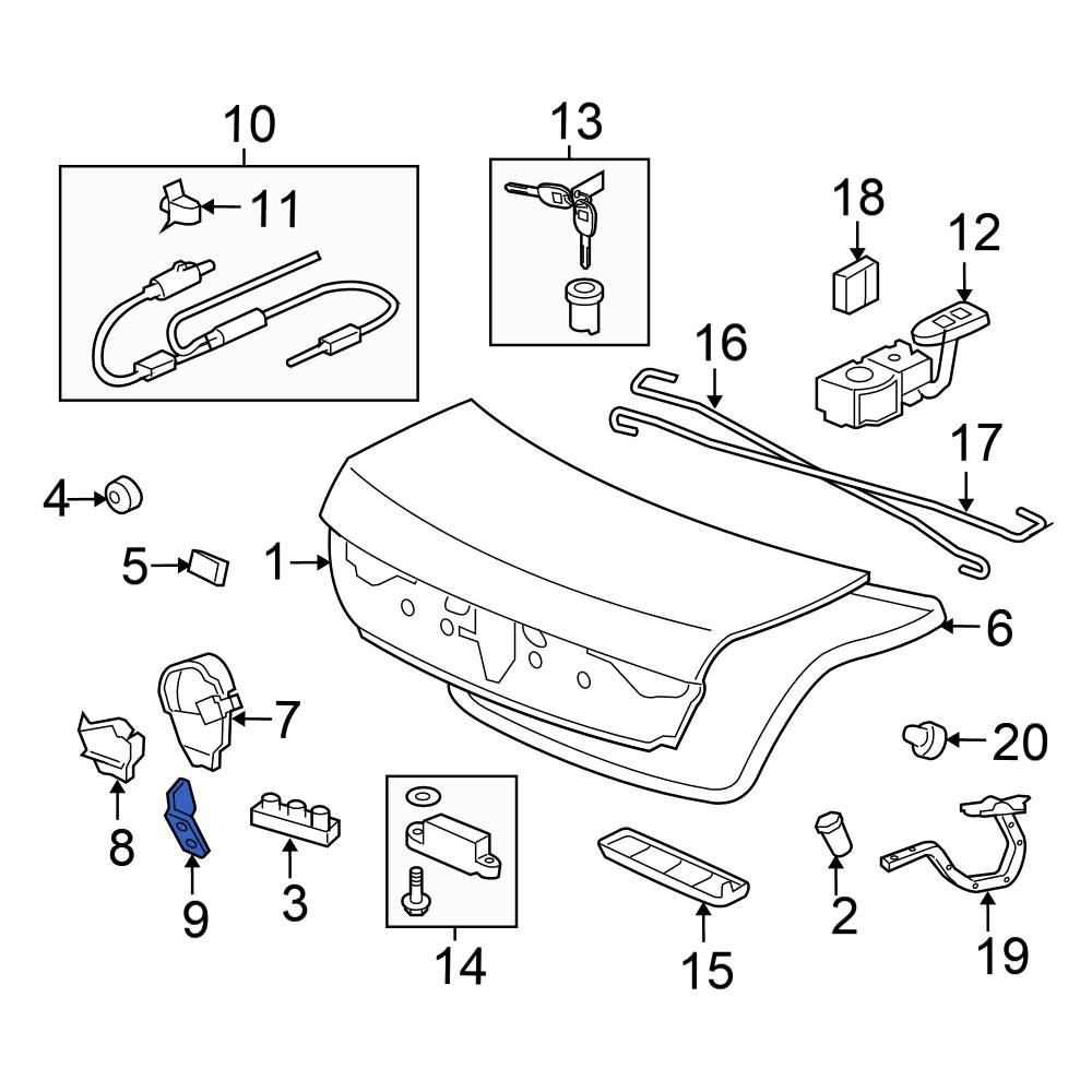 Honda OE 74862TA0003 - Rear Deck Lid Striker