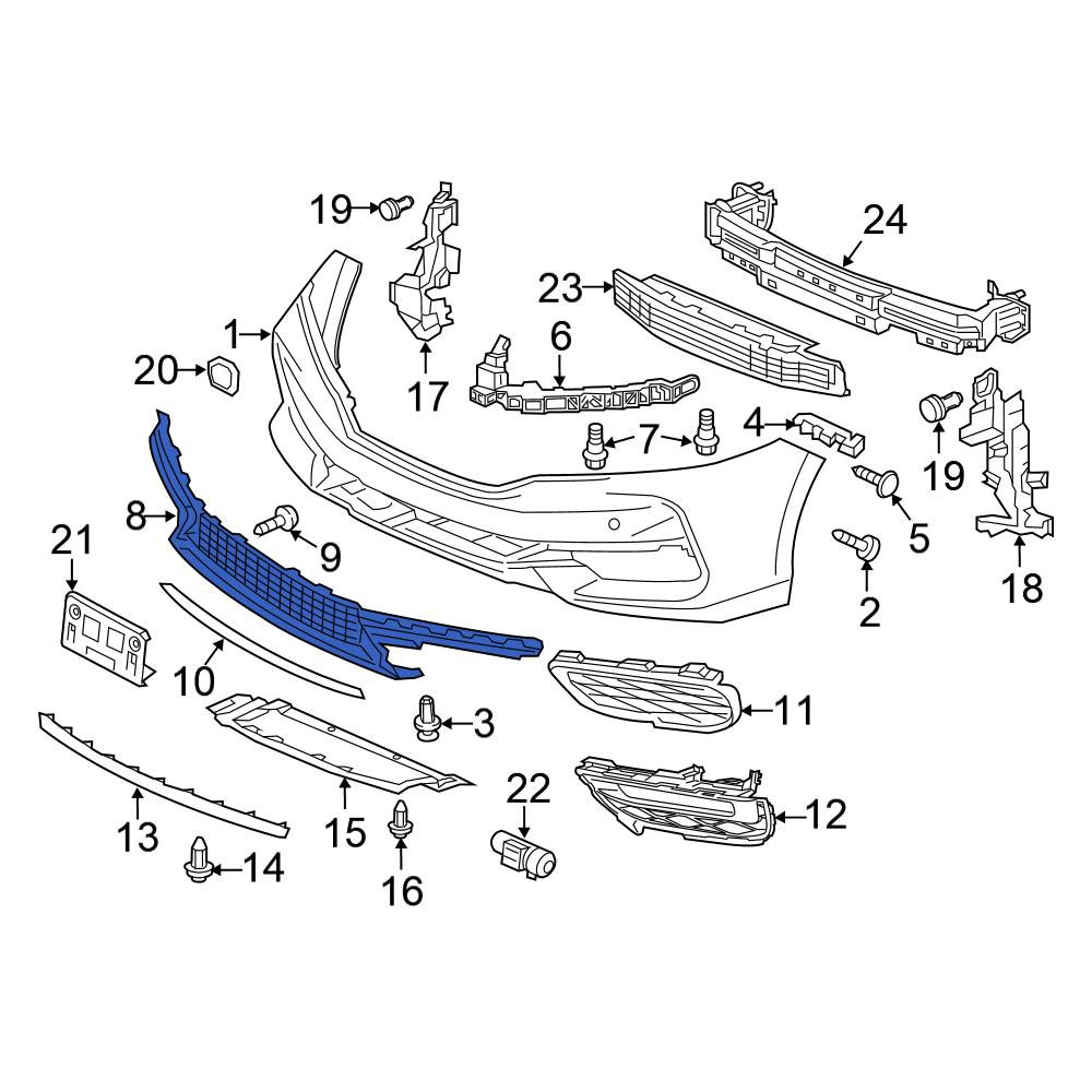 Honda OE 71103T3LA61 - Front Lower Grille