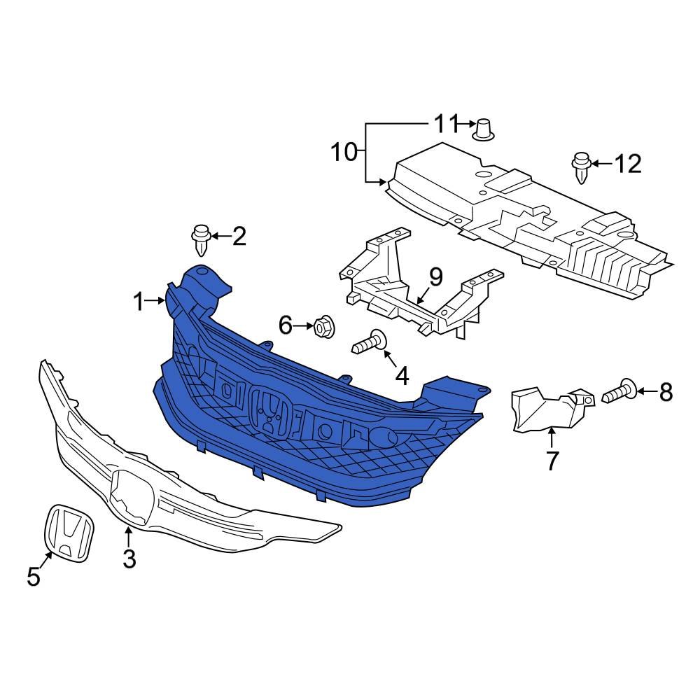 Honda OE 71121T3LA51 - Front Upper Grille