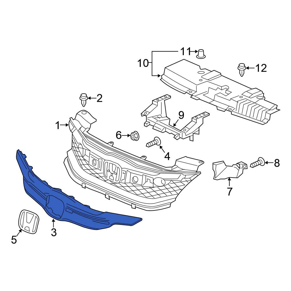 Honda OE 71122T3LA52 - Front Grille Molding