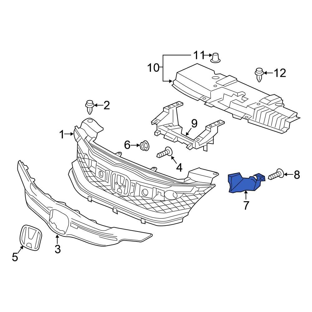 Honda OE 71129T2FA50 - Front Radiator Support Air Duct