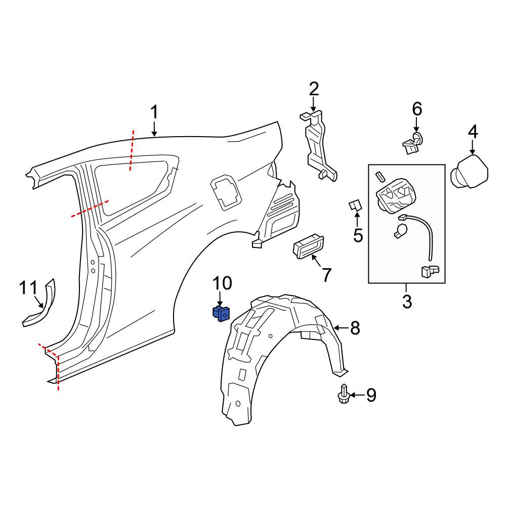 Honda OE 90601S30003 - Quarter Panel Splash Shield Grommet