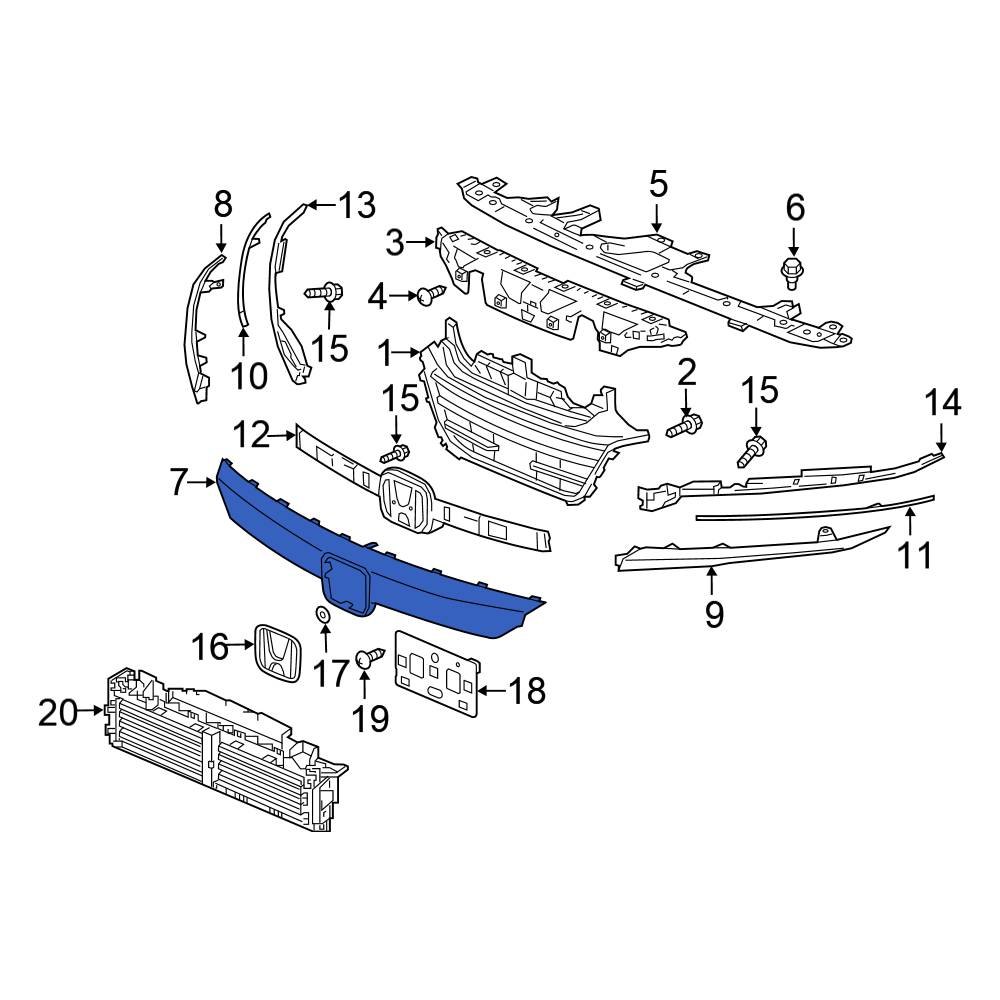 Honda OE 71122TVAA11 - Front Center Grille Molding