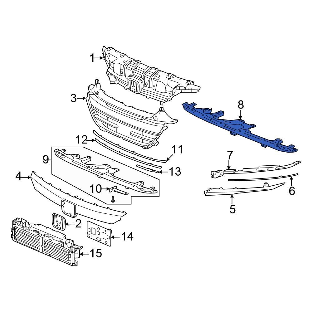 Honda OE 71150TVAA00 - Front Upper Grille Reinforcement