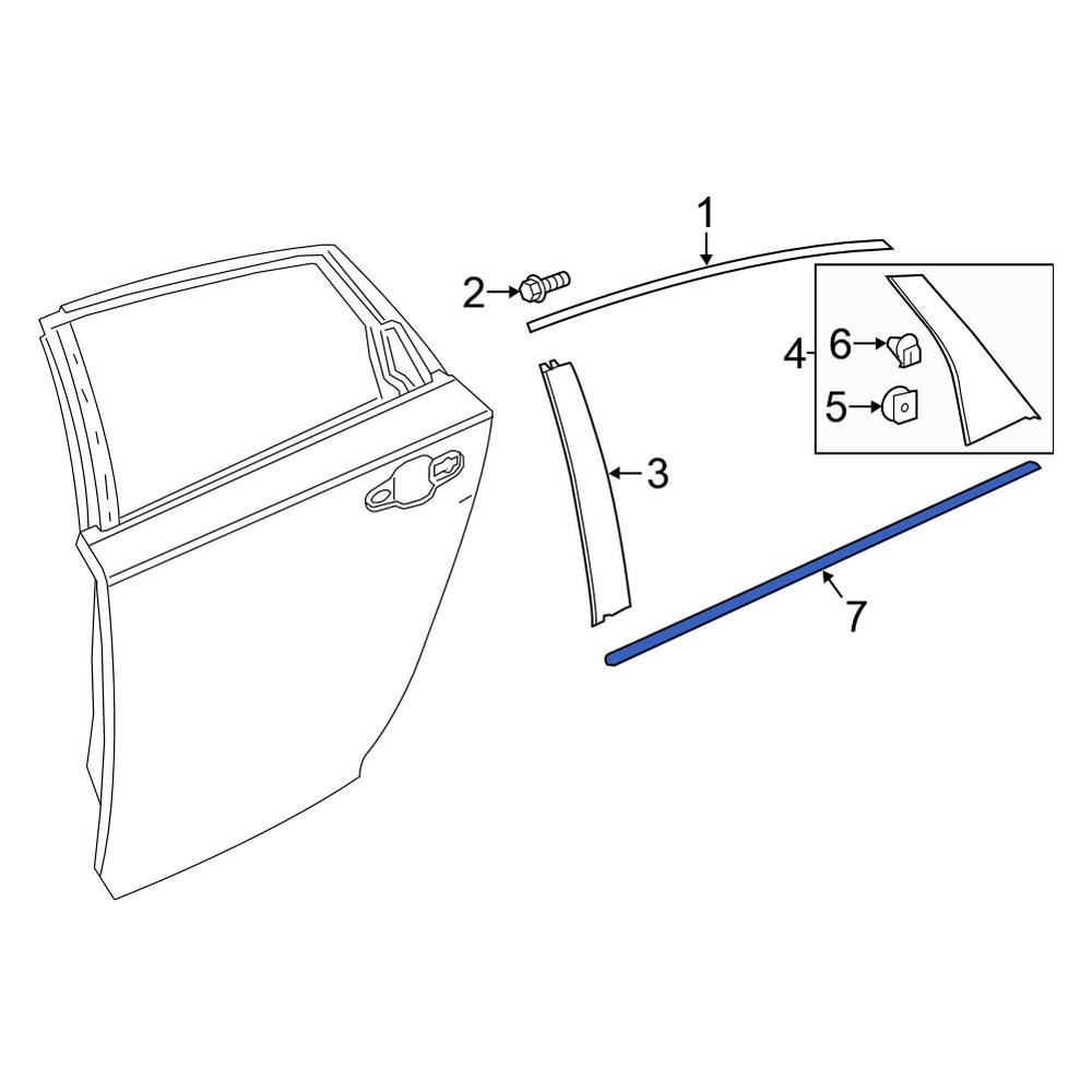 Honda OE 72910TVAA01 - Rear Right Door Belt Molding