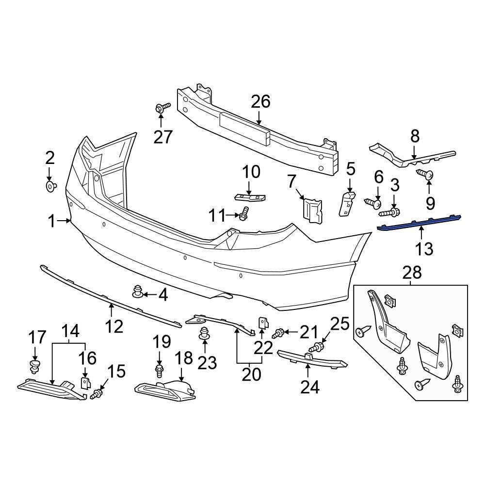 Honda OE 71565TVAA50 - Rear Left Upper Bumper Trim