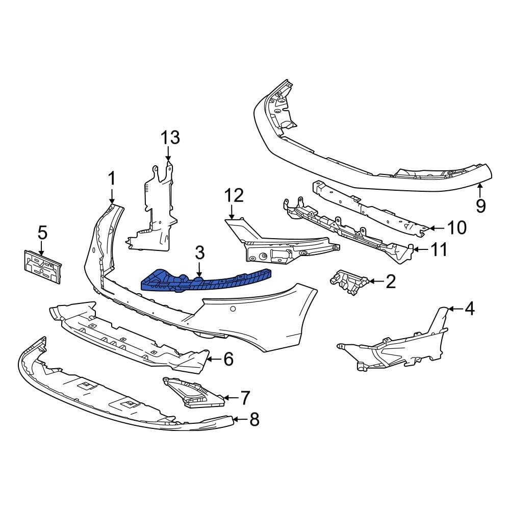 Honda OE 7124030AA00 - Front Right Bumper Cover Support Rail