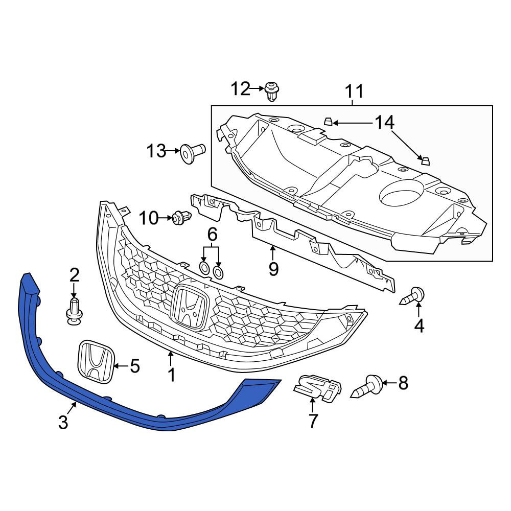Honda OE 71122TR3A01 - Front Grille Molding
