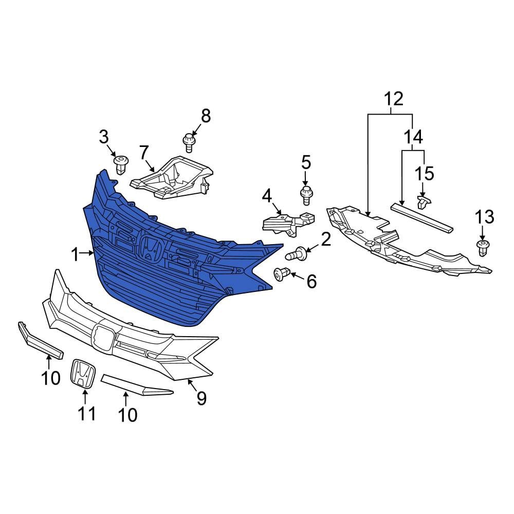 Honda OE 71121T7WA00 - Front Upper Grille