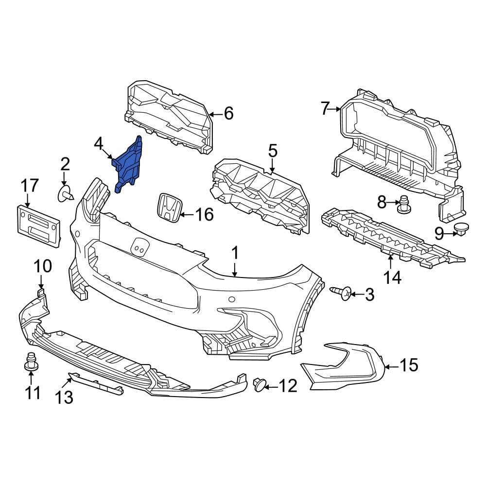 Honda OE 713853W0A00 - Front Left Radiator Support Air Deflector