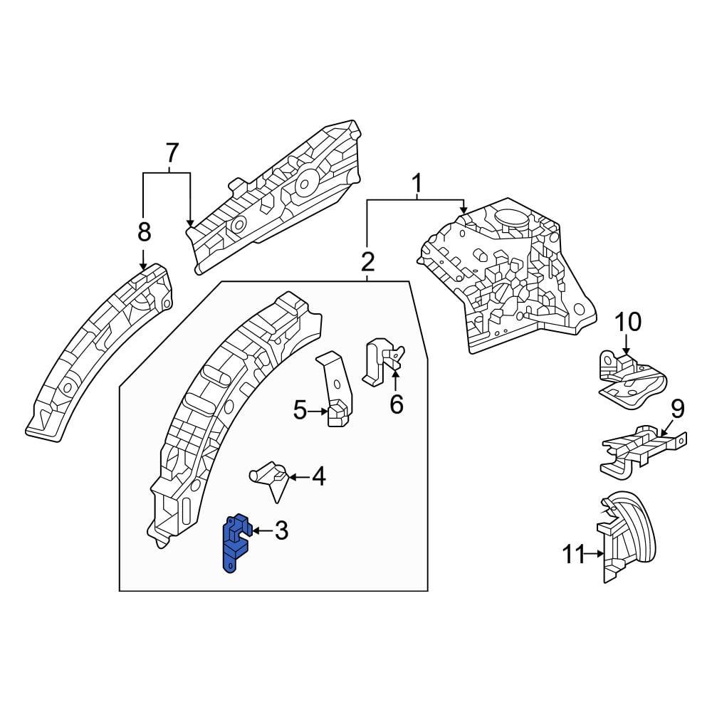 Honda OE 60727T20A00ZZ - Front Left Fender Rail Reinforcement