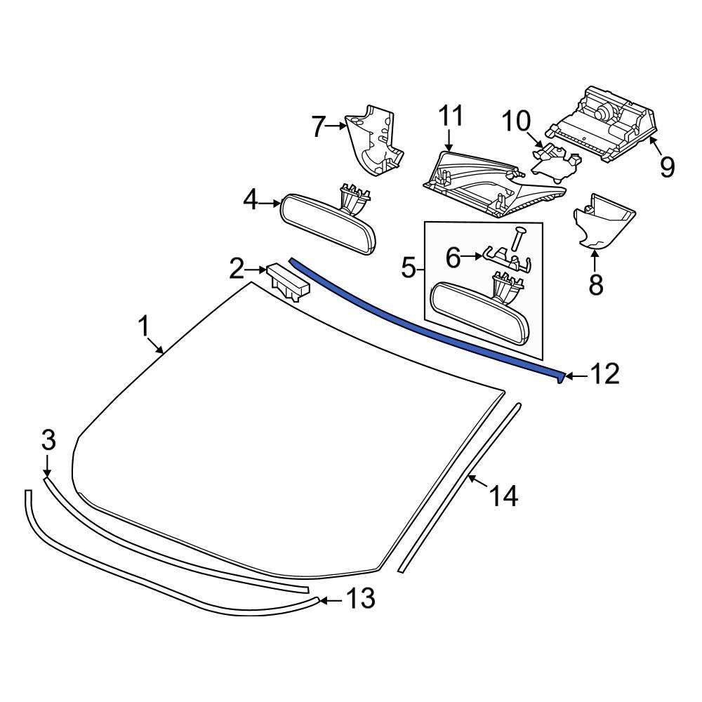 Honda OE 731503W0A01 - Front Upper Windshield Molding