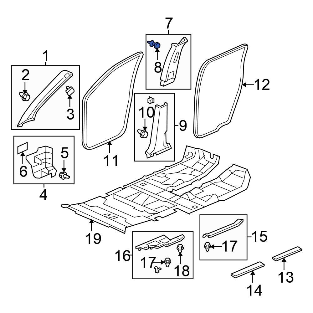 Honda OE 91561SJD003 - Upper Body B-Pillar Trim Panel Clip