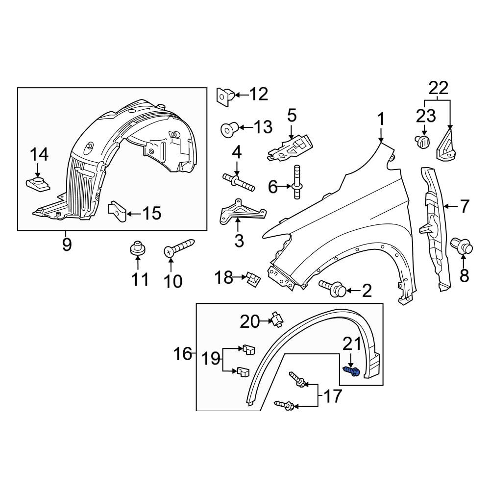 Honda OE 91513SYP003 - Front Wheel Arch Molding Clip