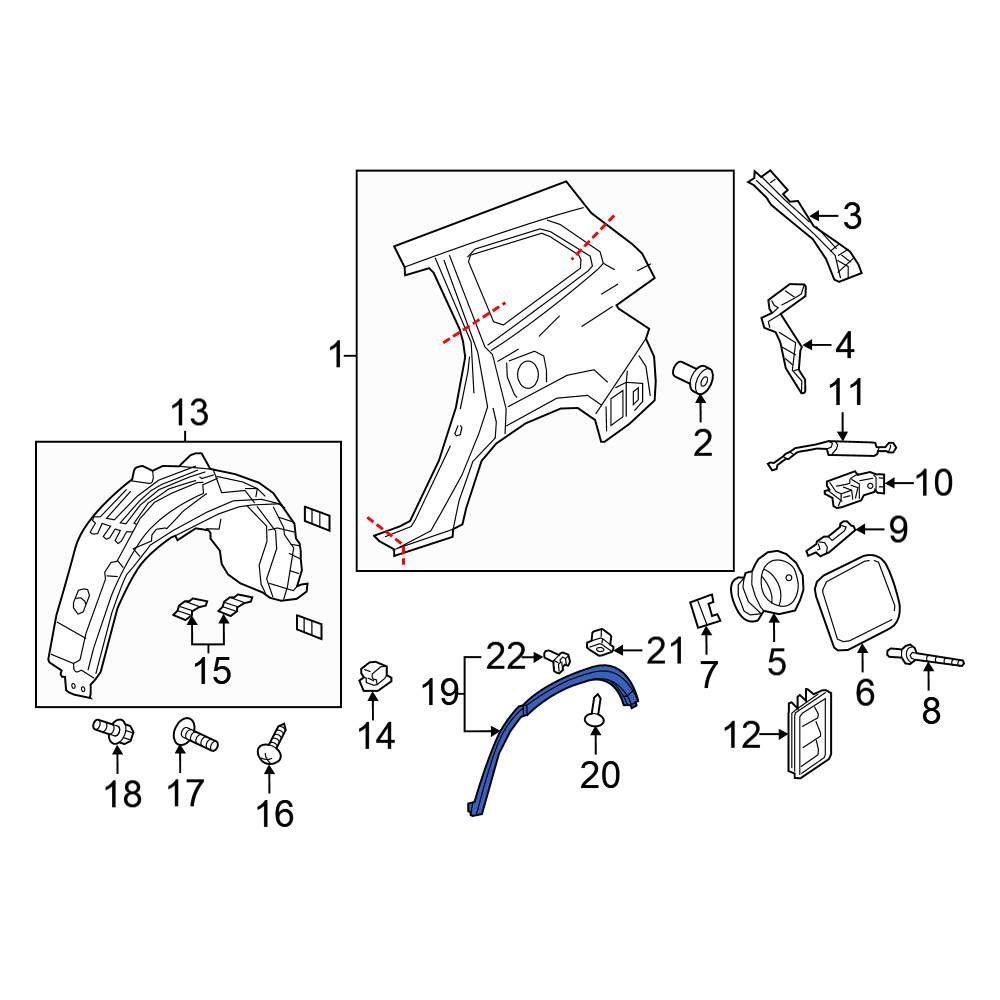 Honda OE 74410TG7A02 - Rear Right Wheel Arch Molding