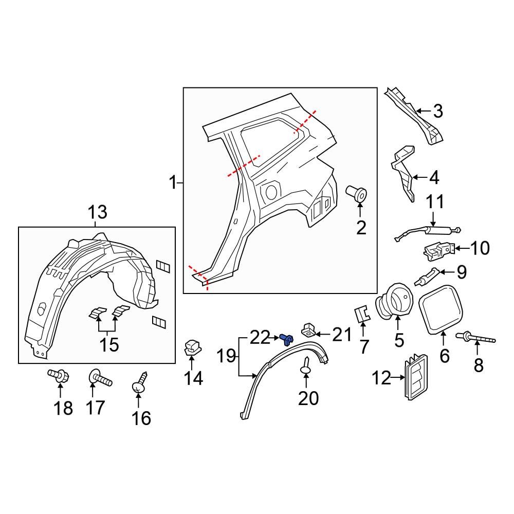 Honda OE 91513T0AA21 - Rear Wheel Arch Molding Clip