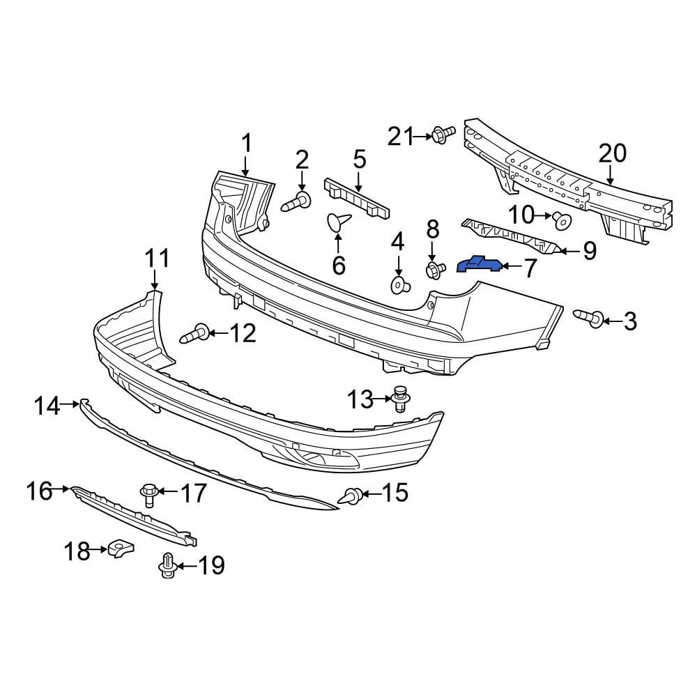 Honda OE 71505TG7A00 - Rear Right Outer Bumper Cover Support Rail