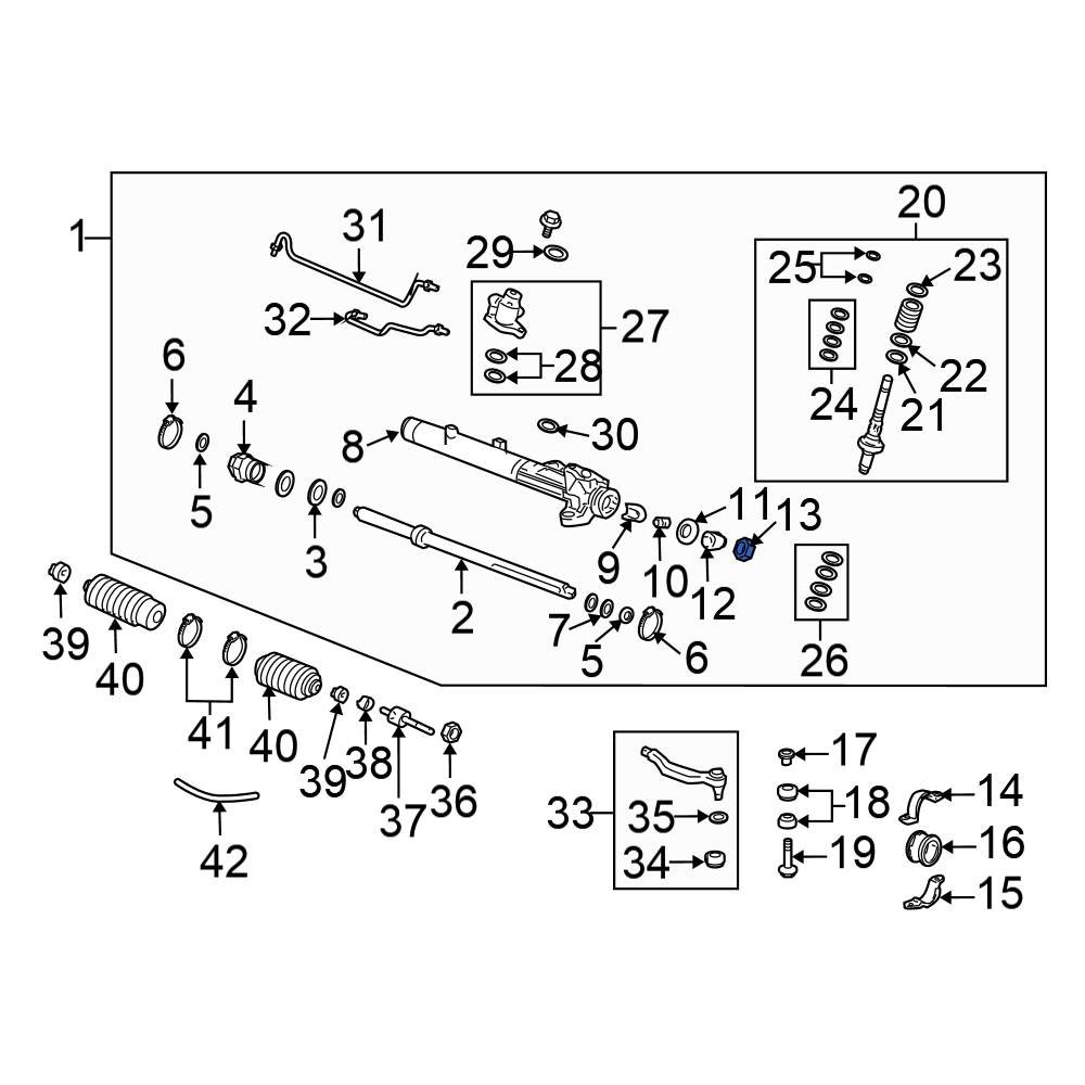 Honda OE 53458S01A51 - Front Rack and Pinion Nut