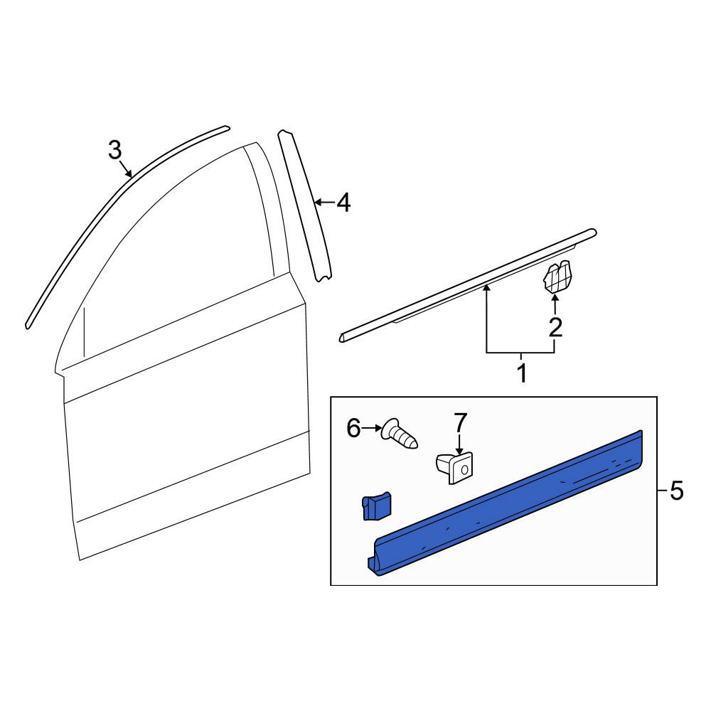 Honda OE 75332T0AA01 - Front Left Lower Door Molding