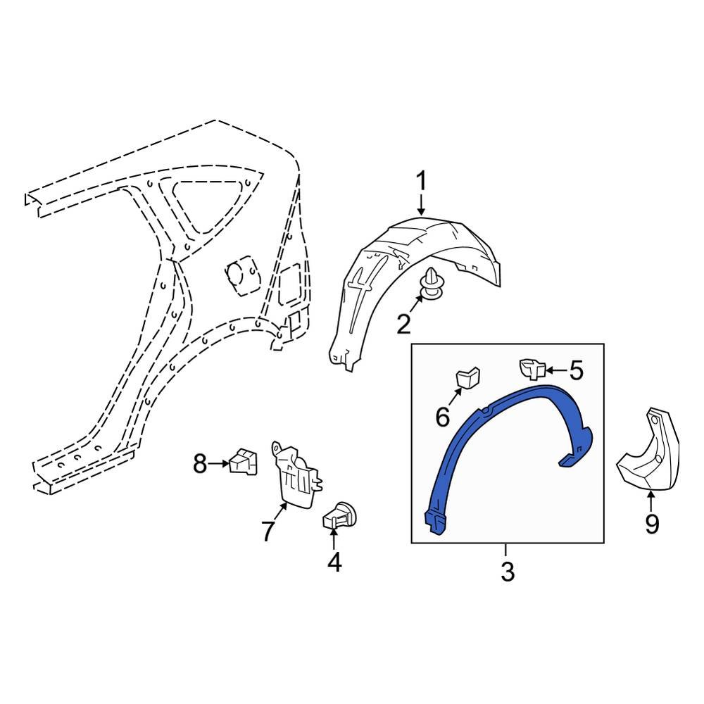 Honda OE 74410T0AA01 - Rear Right Wheel Arch Molding