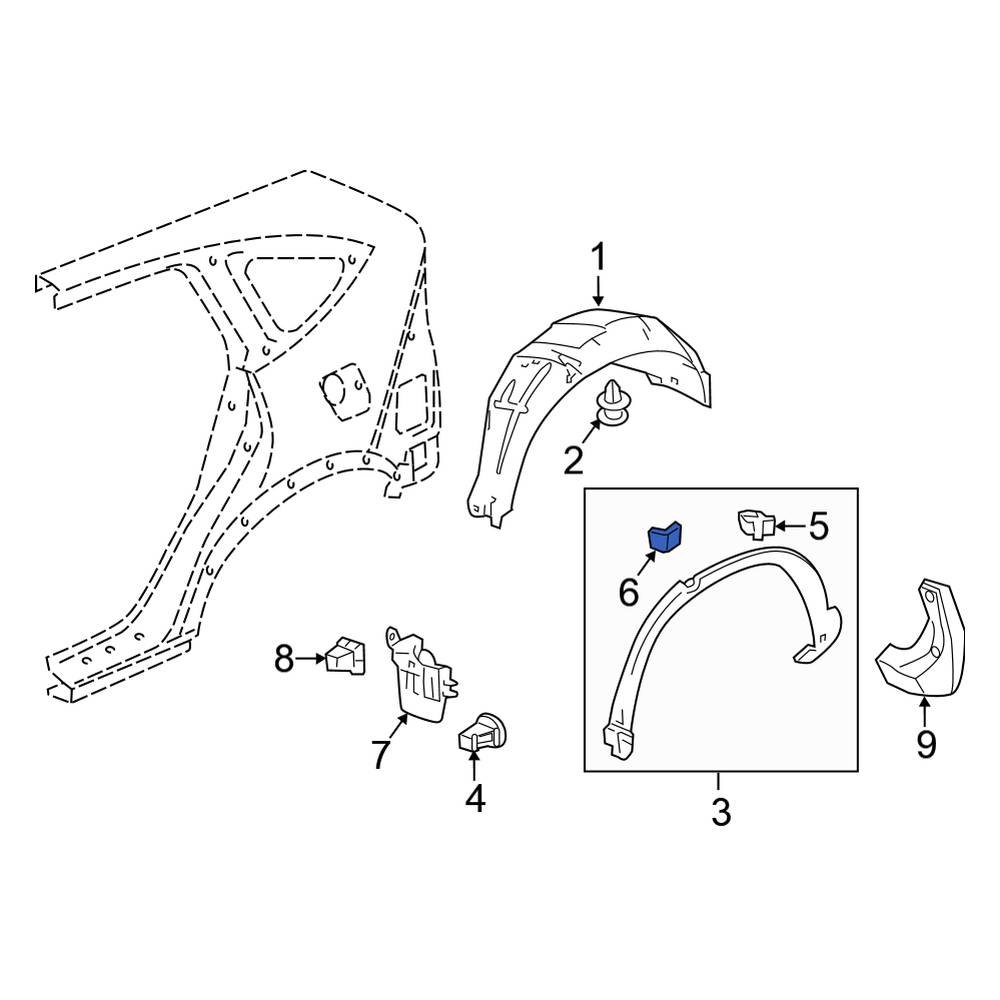 Honda OE 91513T0AA01 - Rear Wheel Arch Molding Clip