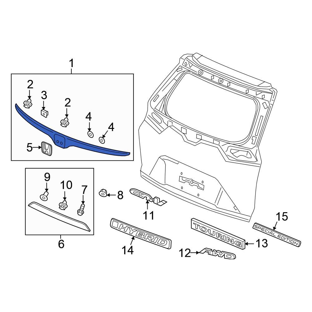 Honda OE 74895TLAA01 - Rear Upper Liftgate Finish Panel
