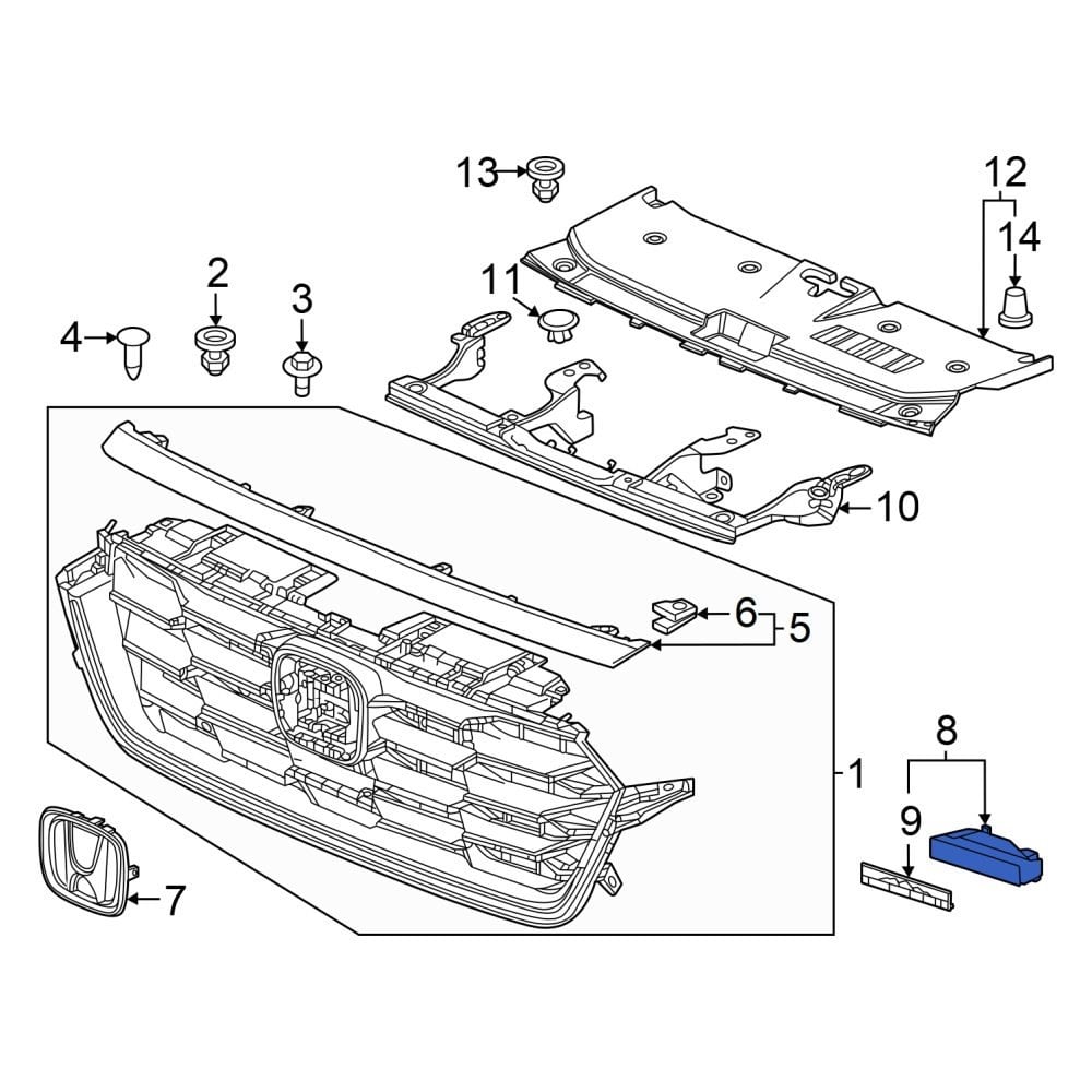Honda OE 712503A0A00 - Front Grille Reinforcement